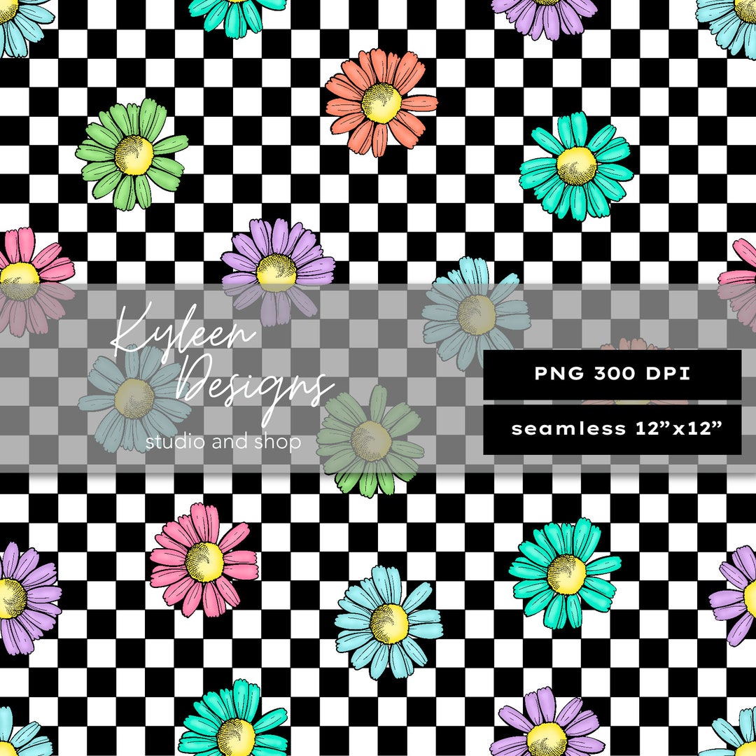 SEAMLESS Floral Checkered Pattern High Res PNG 12x12 - Etsy