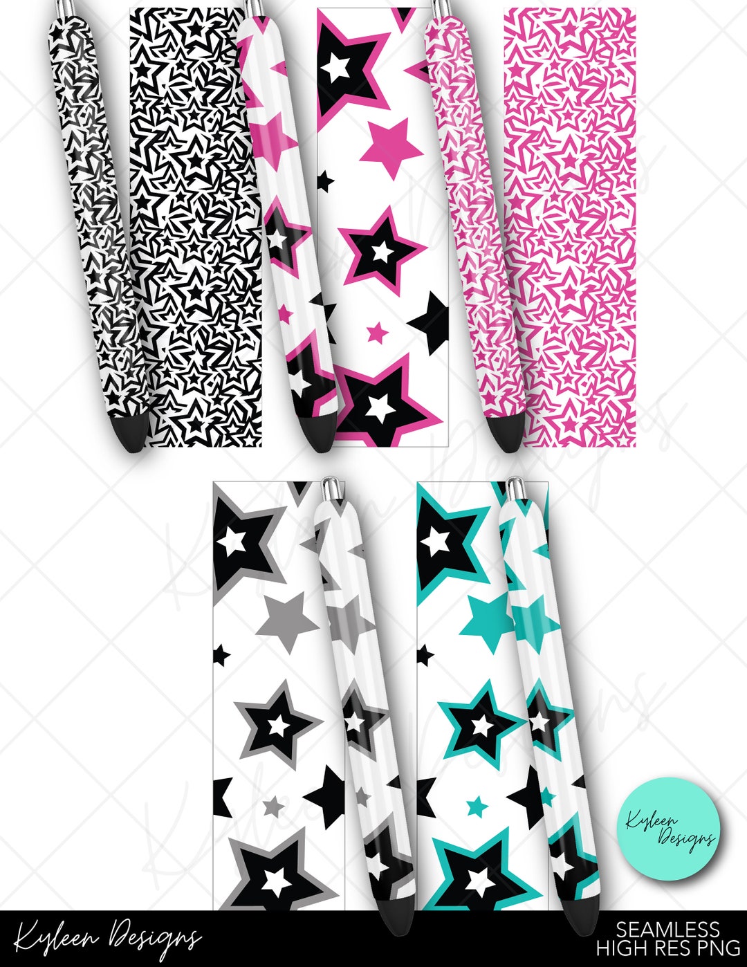 Stars Pen Wrapper™ for Waterslide or Vinyl PNG File - Etsy