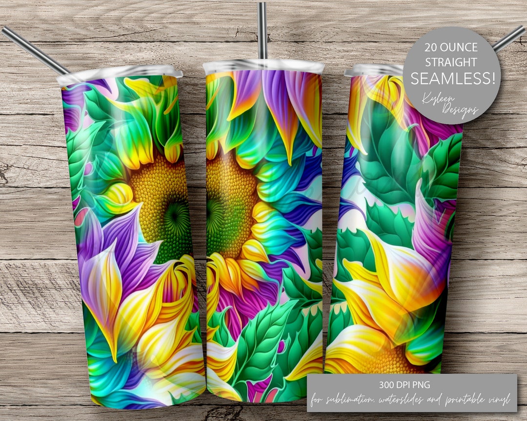 SEAMLESS Neon Sunflower Wrap 20 Ounce Tumbler Wrap for Sublimation ...