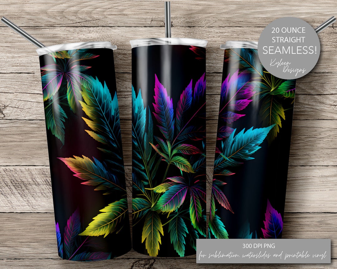 SEAMLESS Pretty Cannabis Leafs Wrap 20 Ounce Tumbler Wrap for ...