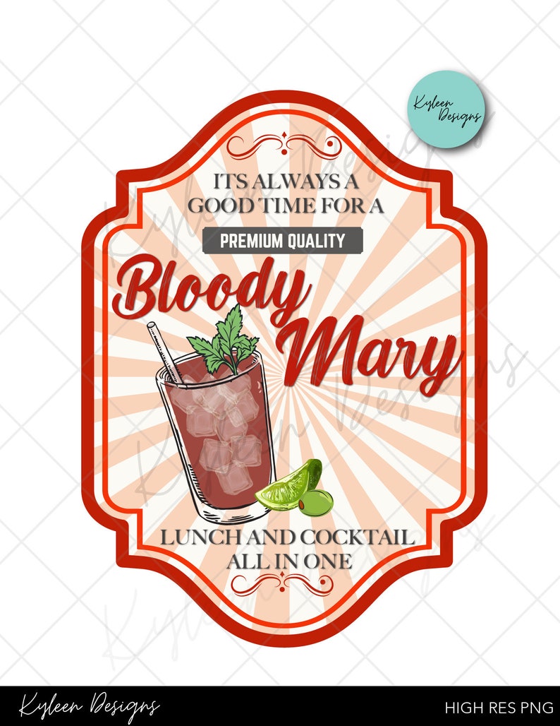 Bloody Mary Drink Label High RES PNG for Coffee/beer Glass - Etsy