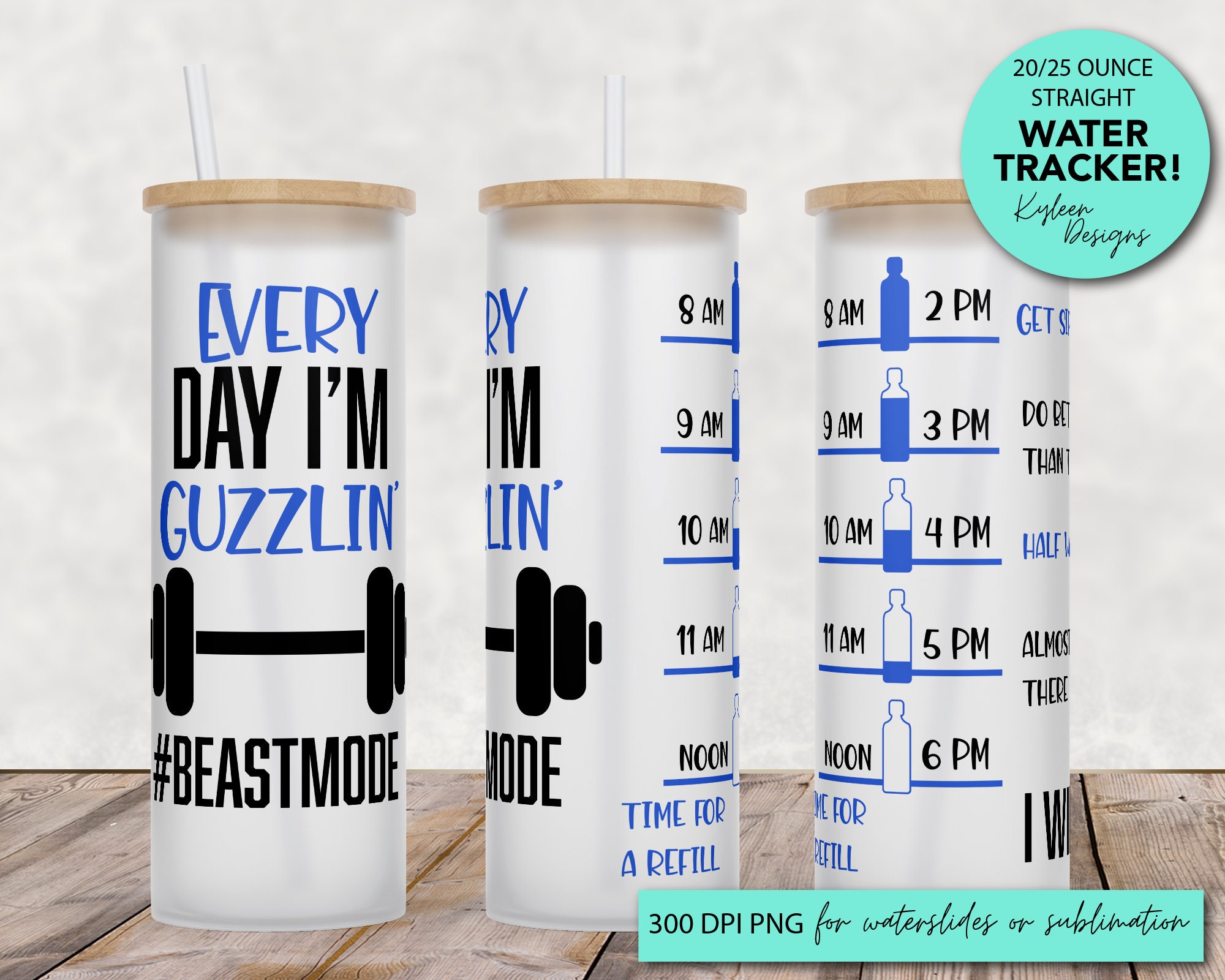 25 Oz Frosted Glass Tumbler Png Every Day I'm Guzzlin - Etsy
