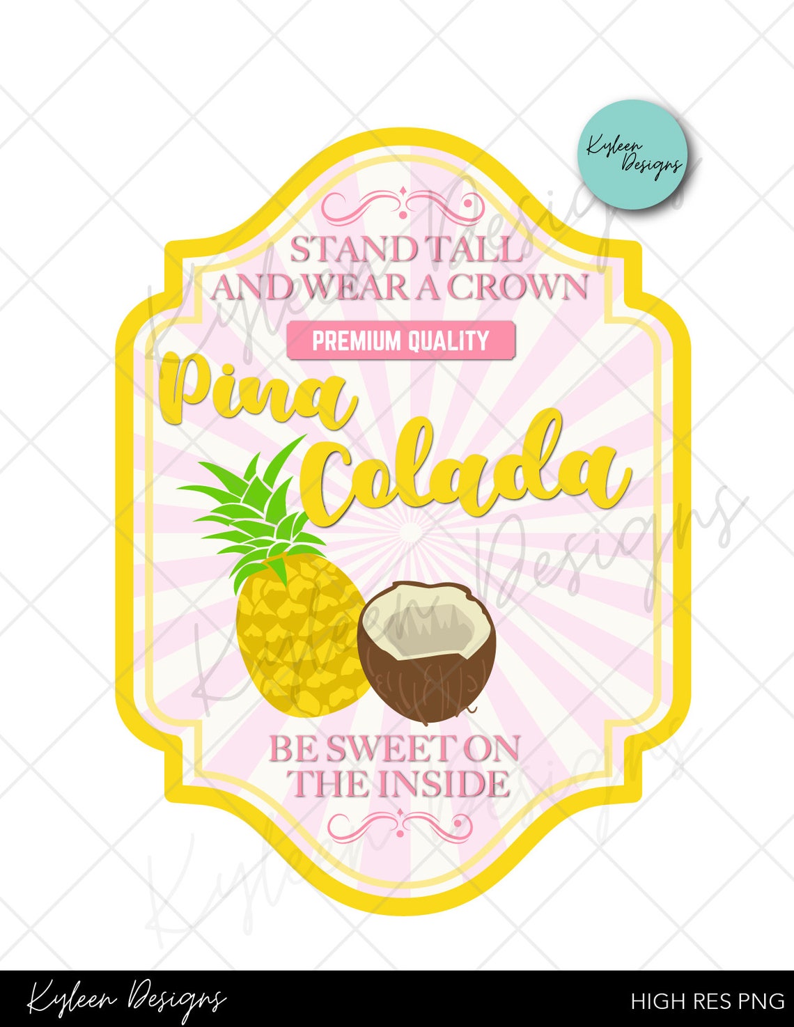 Pina Colada Pineapple Drink Label High RES PNG for Coffee/beer - Etsy