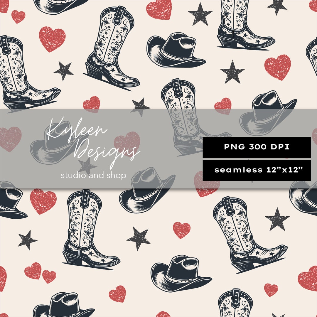 Cowboy Valentine Pattern High Res PNG 12x12 - Etsy