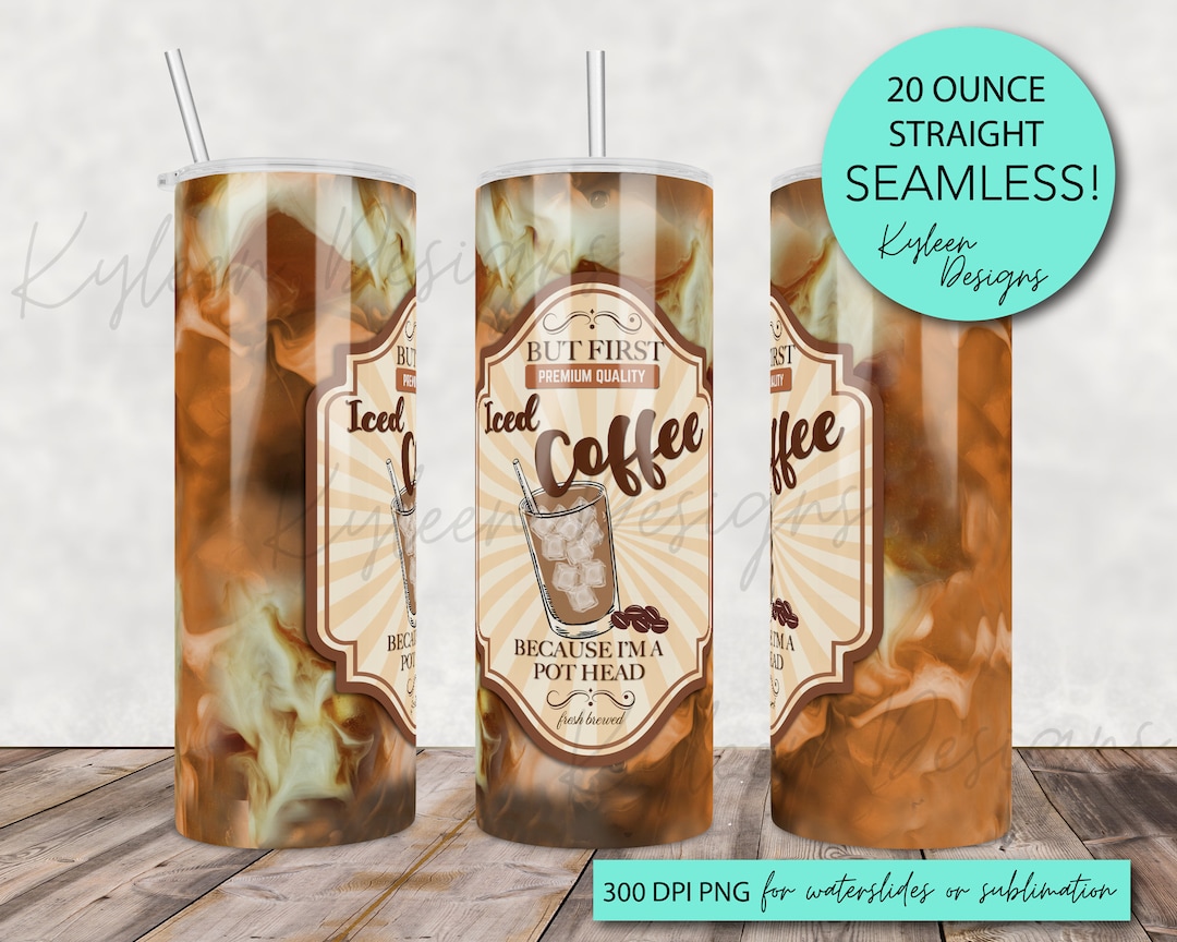 20 Ounce Straight SEAMLESS Iced Coffee Wrap for Sublimation, Waterslide ...