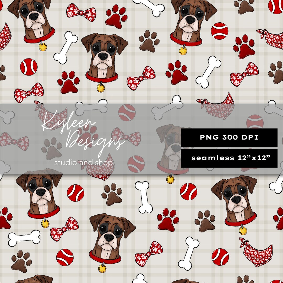 SEAMLESS Boxer Pattern High Res PNG 12x12 - Etsy