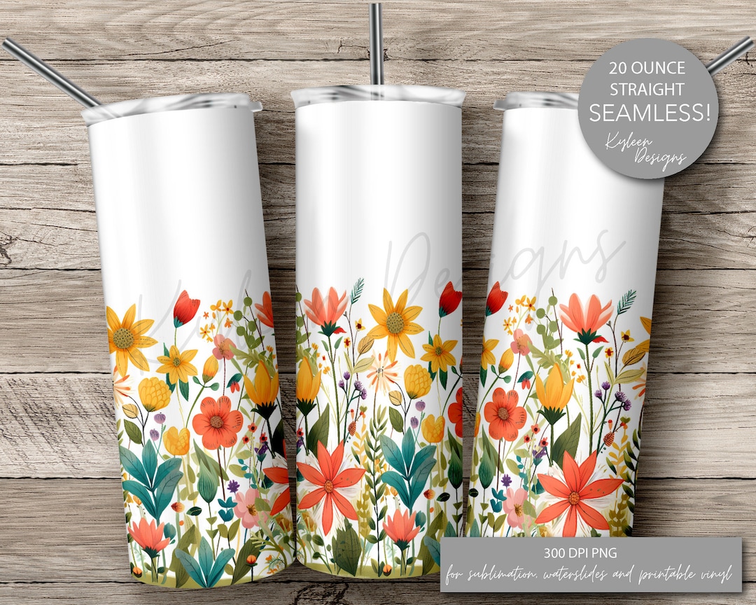 SEAMLESS Pretty Floral Border Wrap 20 Ounce Tumbler Wrap for - Etsy