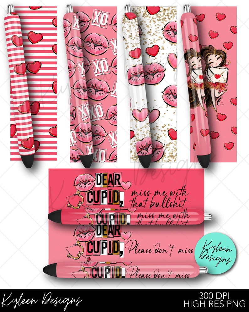 Dear Cupid Valentines Day Pen Wraps for Waterslide, Sublimation ...