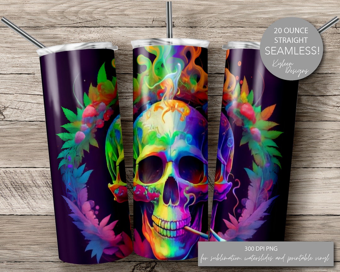 SEAMLESS Skull Smoking Cannabis Wrap 20 Ounce Tumbler Wrap for ...