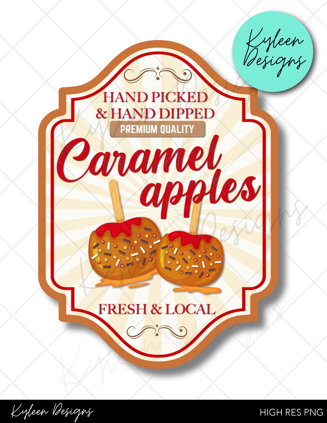 Red Caramel Apple Label High RES PNG for Coffee/beer Glass - Etsy
