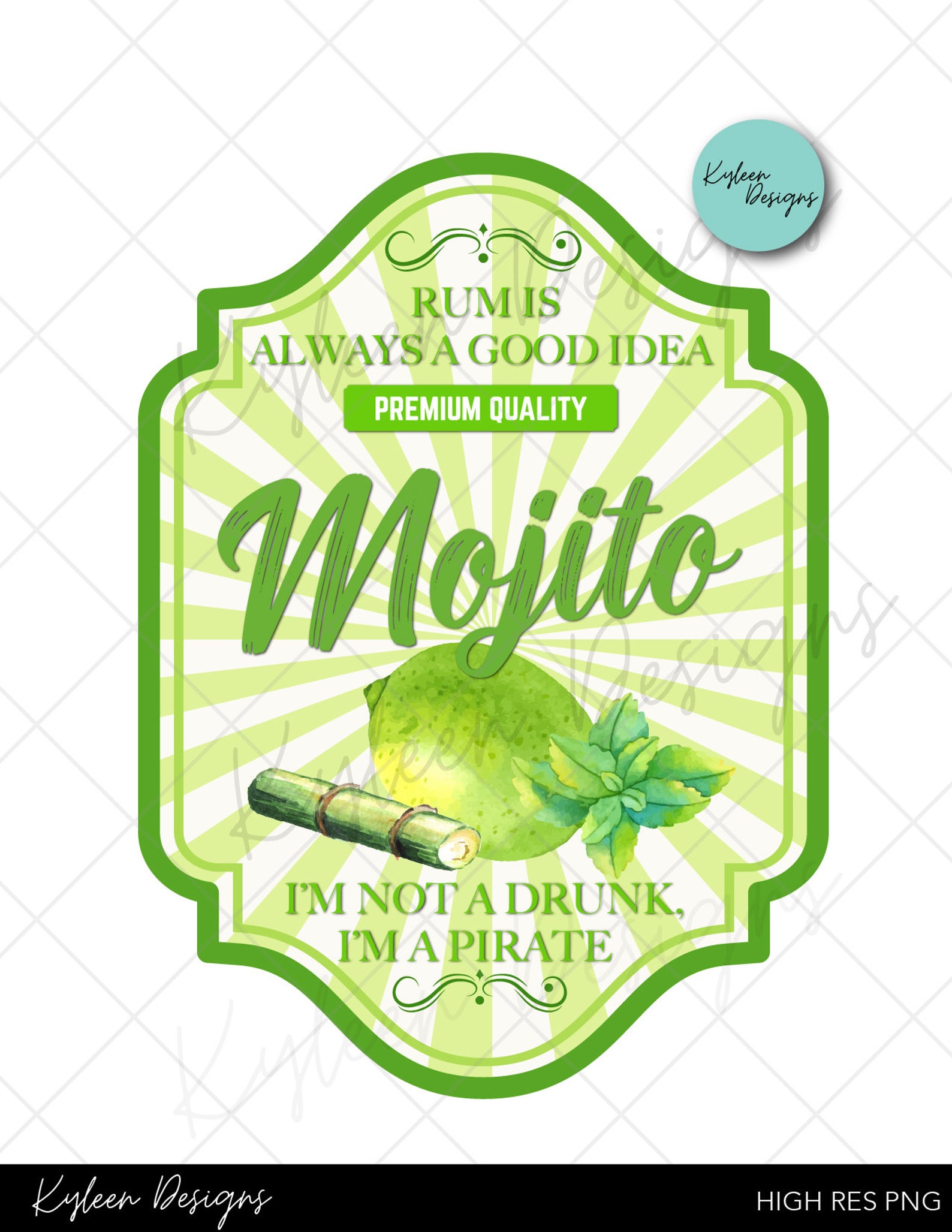 Mojito Drink Label High RES PNG for Coffee/beer Glass - Etsy