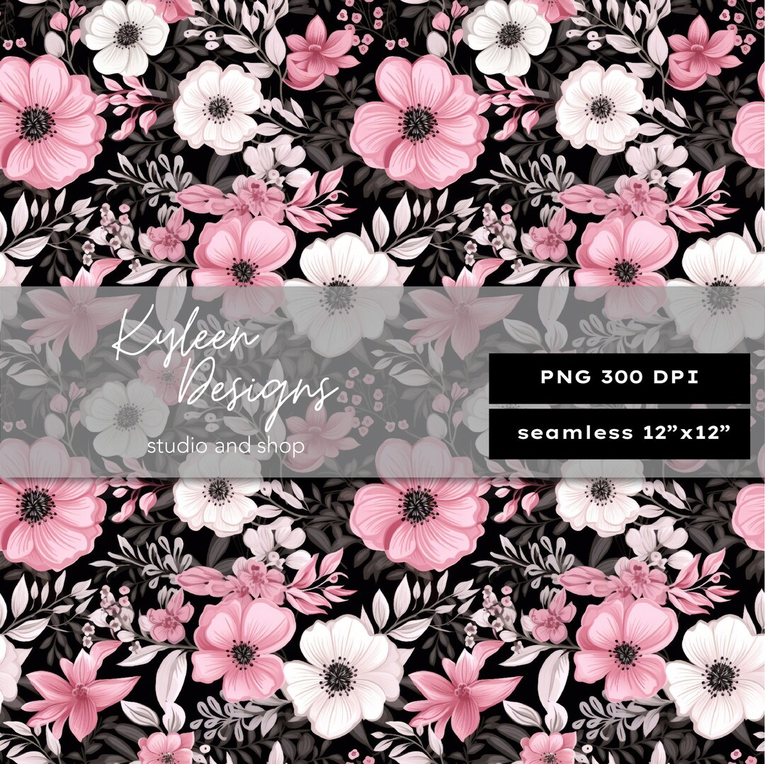SEAMLESS Pink and Black Pattern High Res PNG 12x12 - Etsy