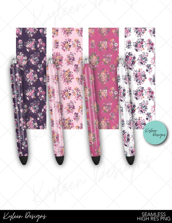 Romantic Floral Pen Wrapper™ for Waterslide or Vinyl PNG File | Etsy
