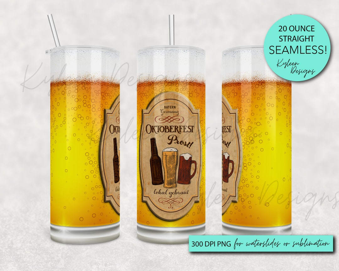 20 Ounce Straight SEAMLESS October Fest Craft Beer Wrap for Sublimation ...