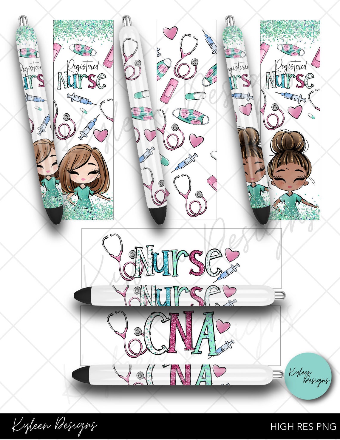 SEAMLESS Nurse Pen Wraps for Waterslide High RES PNG | Etsy
