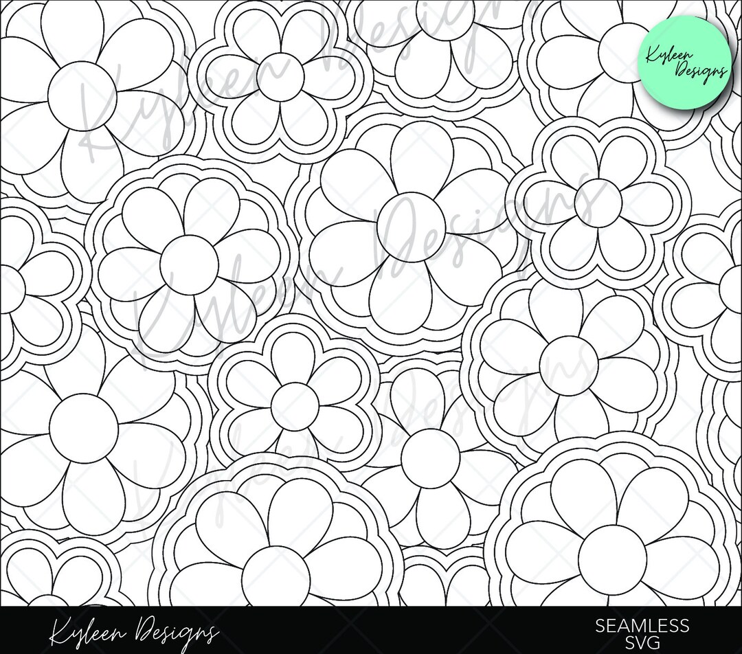 20 Ounce STRAIGHT Seamless Flower Burst SVG PNG File Stencil Template ...