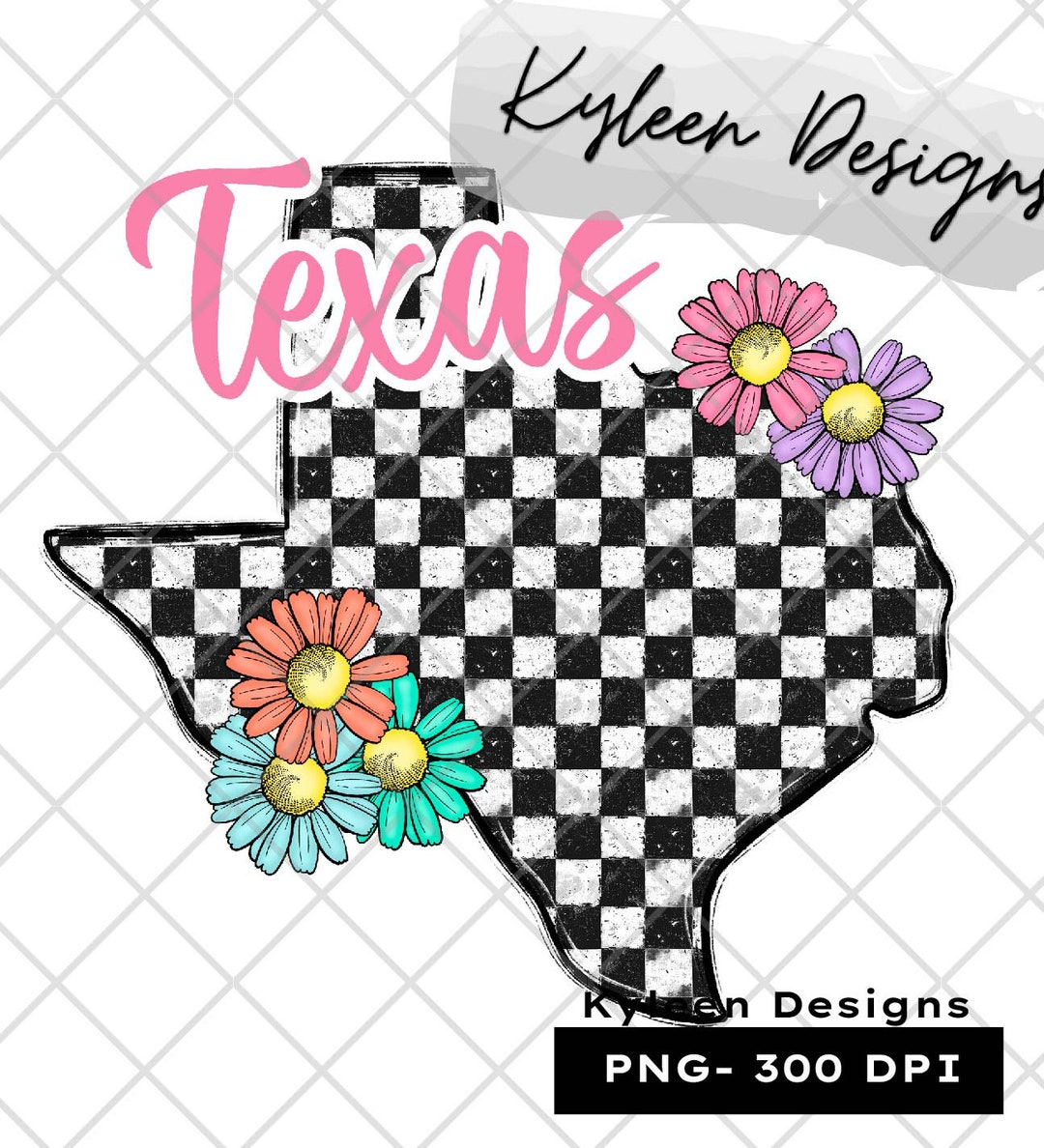 Checkered Texas for DTF, Waterslide High Res PNG Digital File 300dpi - Etsy