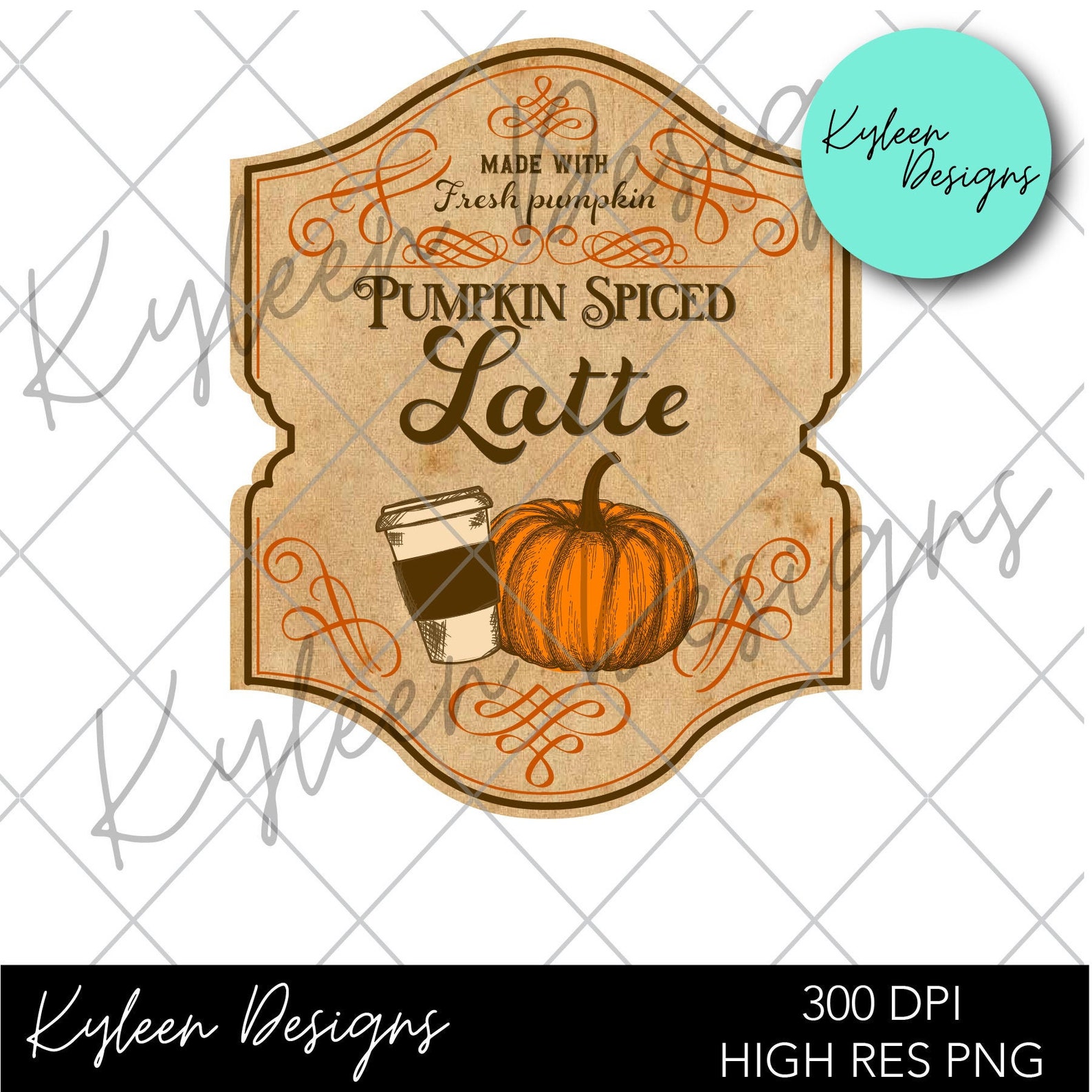 Pumpkin Spiced Latte Label for Sublimation Waterslide High - Etsy