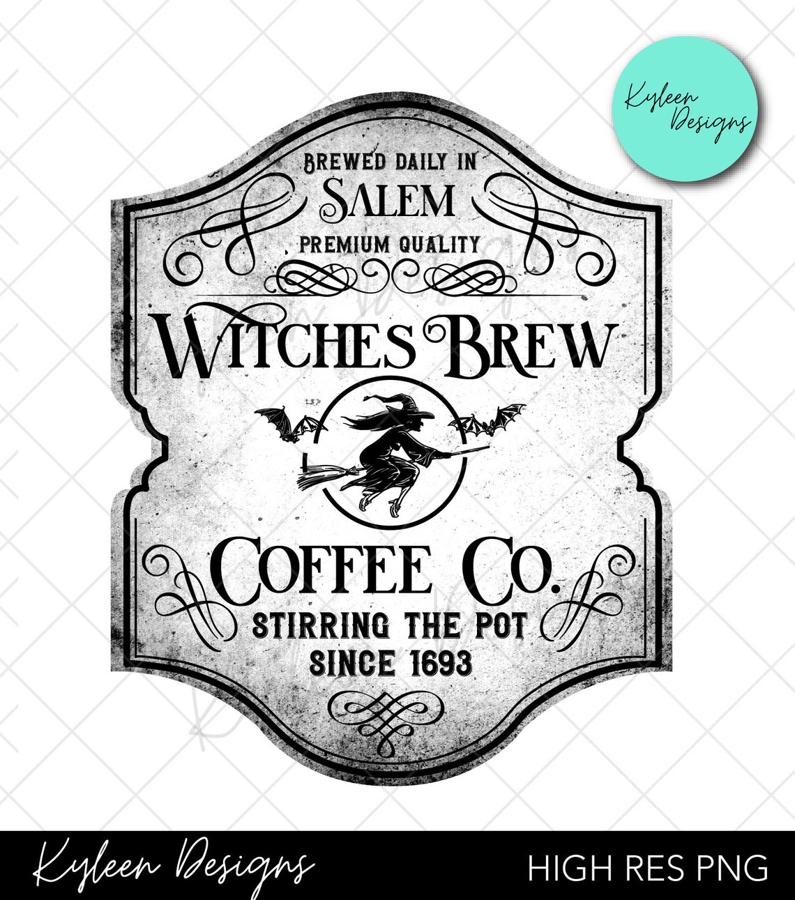 Witches Brew Label Coffee Co. for Sublimation, Waterslide High Res PNG ...
