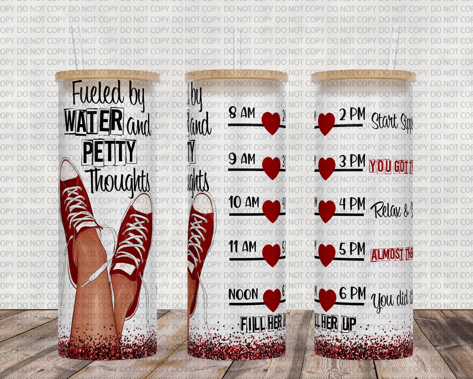 25 Oz Glass Tumbler Running on Water and Petty Thoughts Water - Etsy