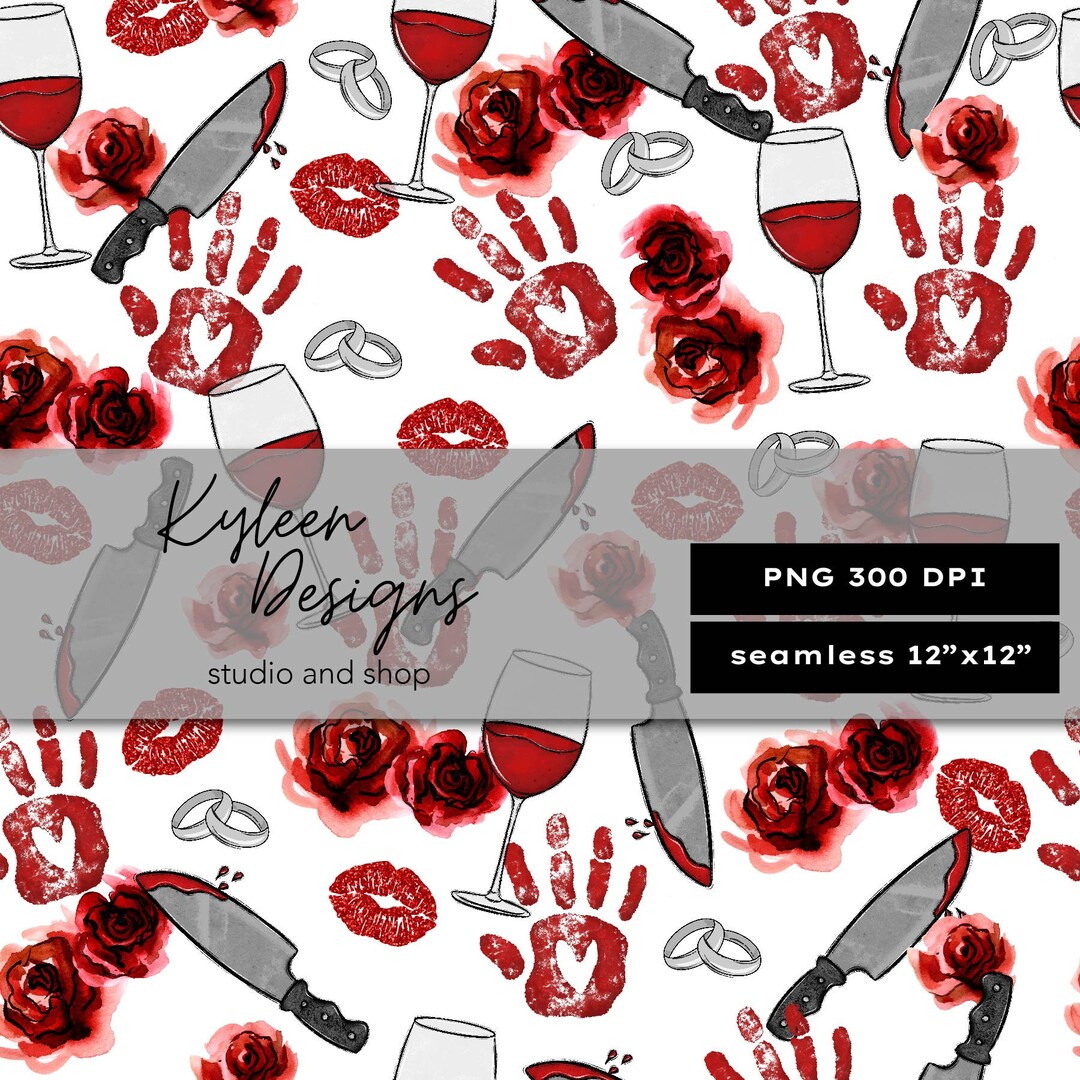 SEAMLESS Til Death Do Us Part True Crime Pattern High Res PNG 12x12 - Etsy