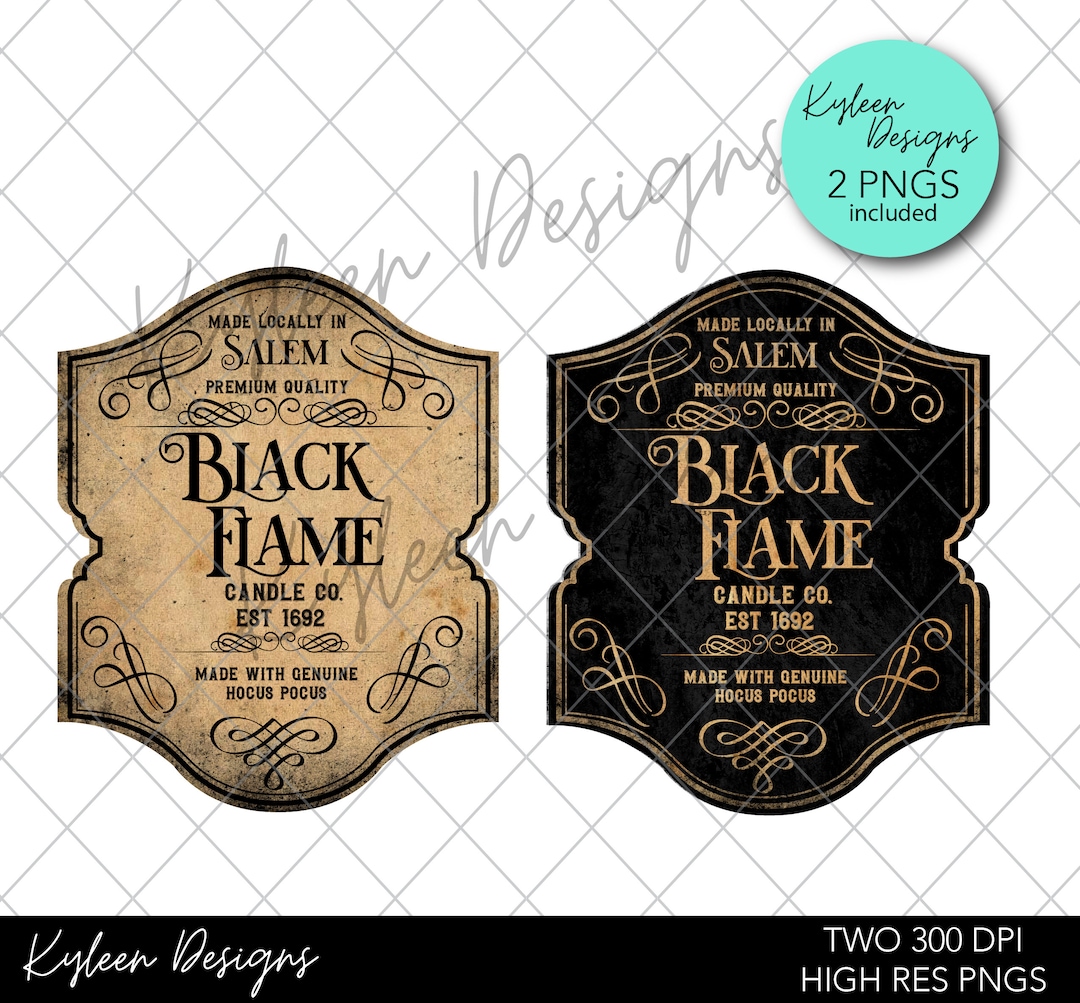 Black Flame Candle Co Label for Sublimation, Waterslide High Res PNG ...