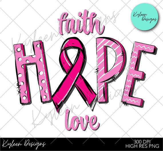Pink Faith Hope Love Breast Cancer Awareness Month Artwork for | Etsy