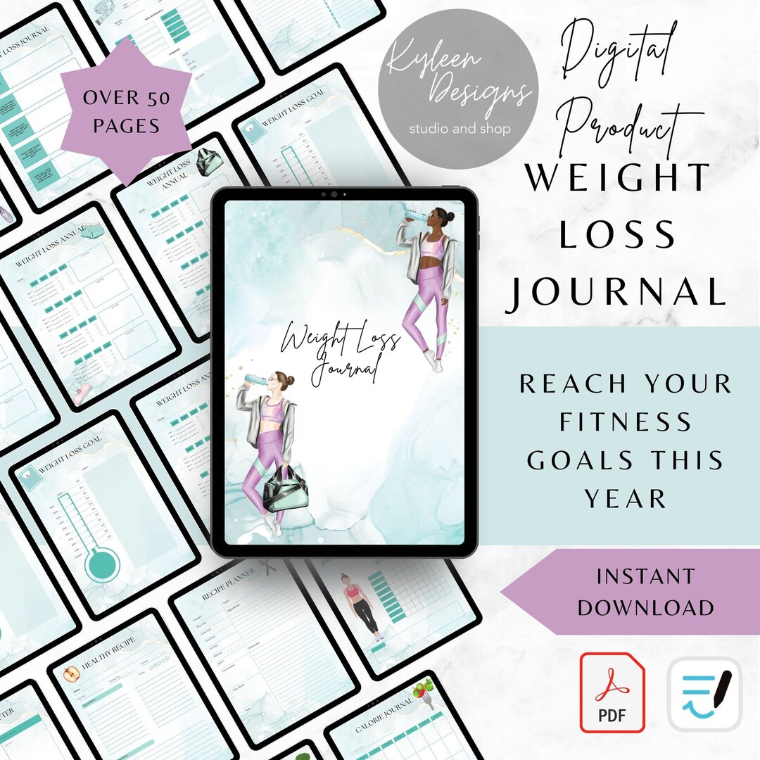 Weight Loss Journal PDF Download, Edit in Goodnotes, Over 50 Pages ...