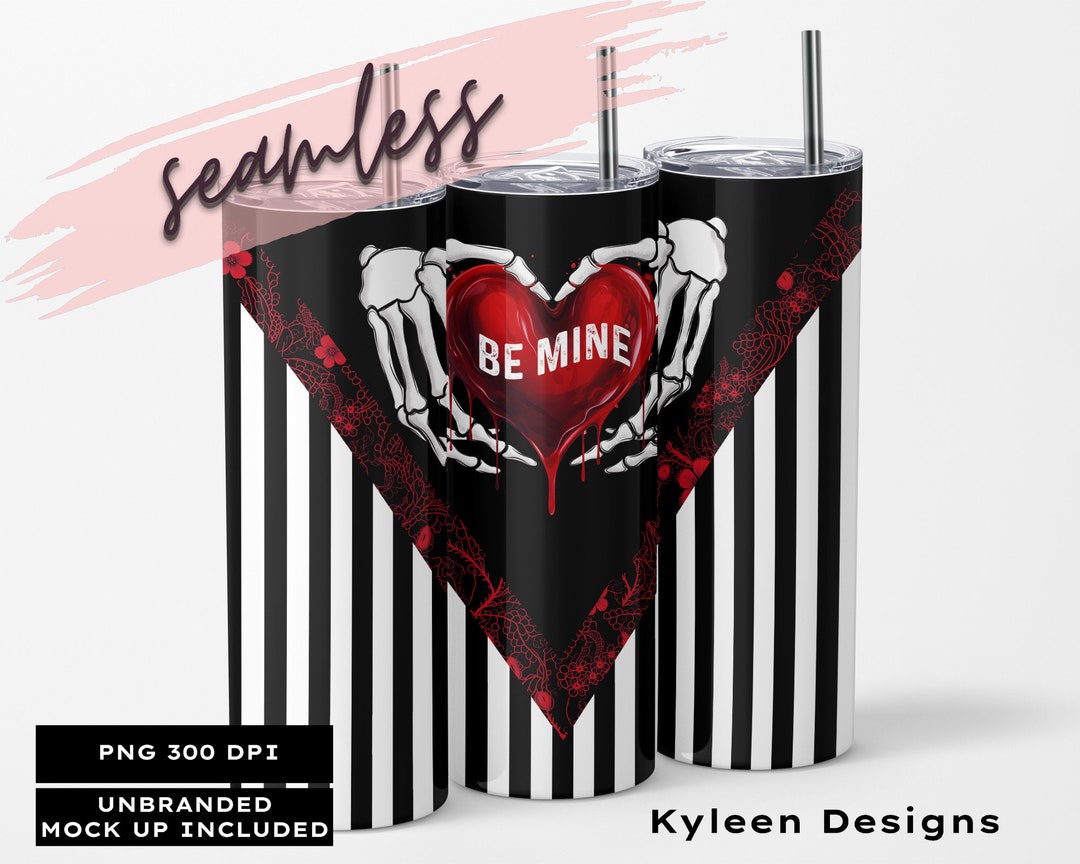 SEAMLESS Be Mine Skeleton 20 Ounce Tumbler Wrap for Sublimation ...