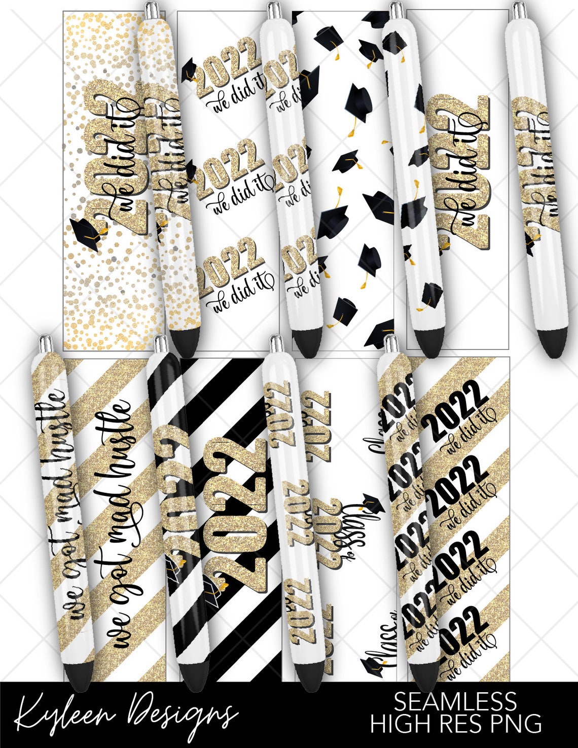 SEAMLESS 2022 Graduation Pen Wraps for Waterslide High RES PNG - Etsy