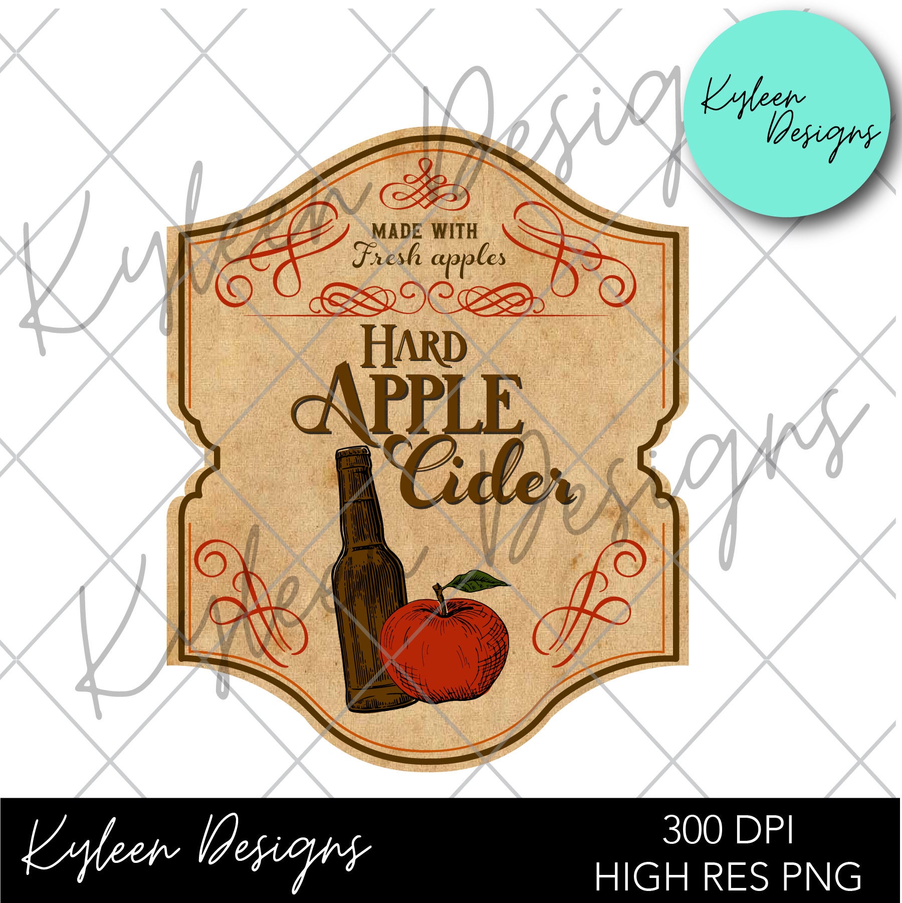 Hard Apple Cider Label for Sublimation Waterslide High Res | Etsy