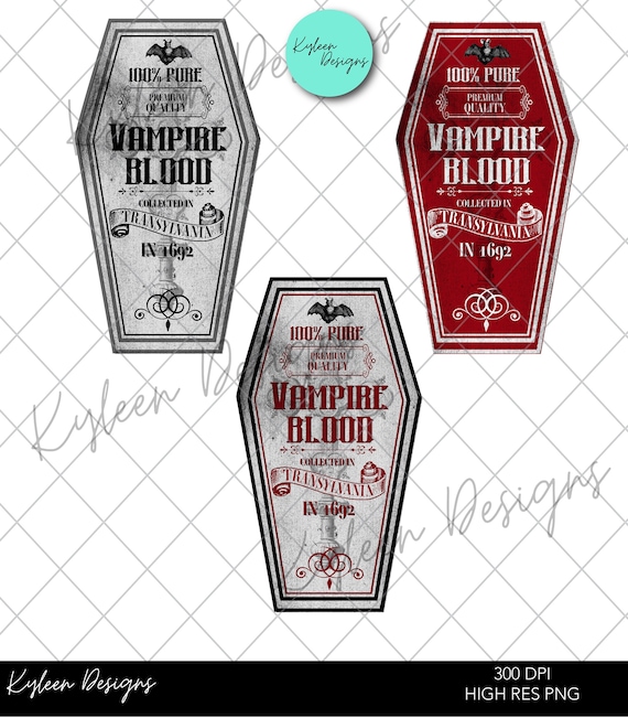 Coffin Shaped Vampire Blood Labels for Sublimation Waterslide | Etsy
