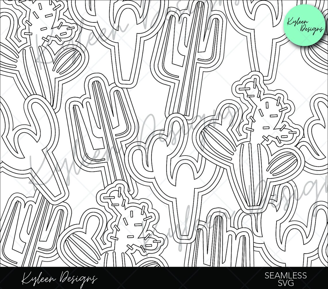 20 Ounce STRAIGHT Seamless Cactus Burst SVG PNG File Stencil - Etsy