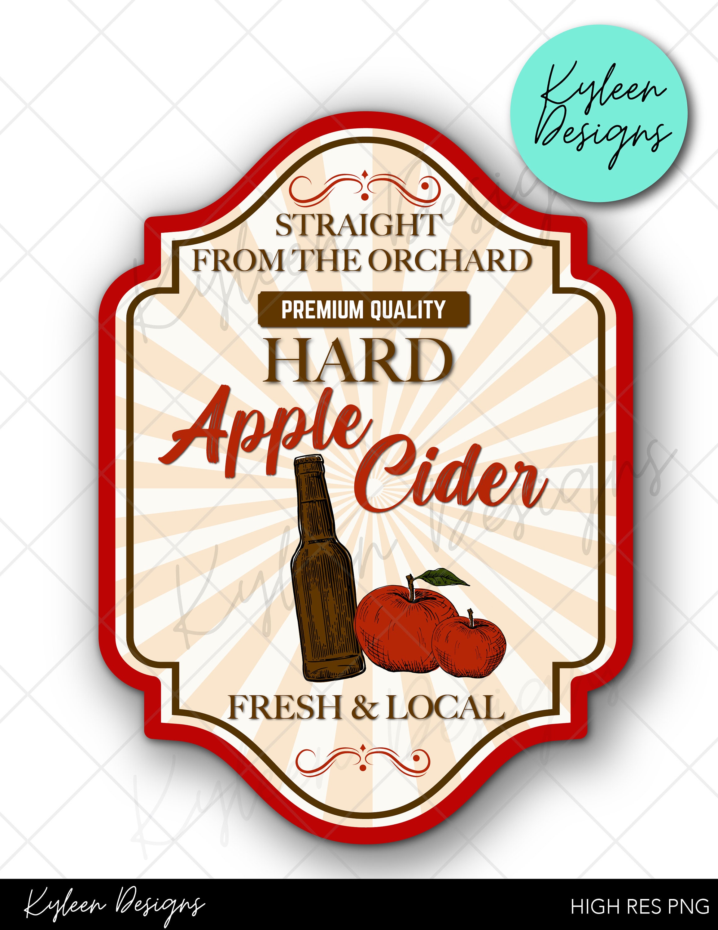 Hard Apple Cider Label High RES PNG for Coffee/beer Glass - Etsy