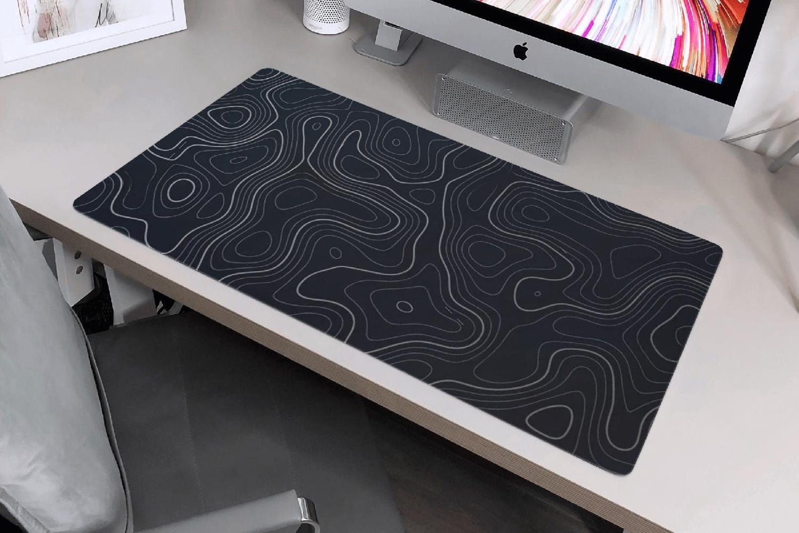Topographic Desk Mat - Large Gaming Mouse Pad, Desk Setup Accessory ...