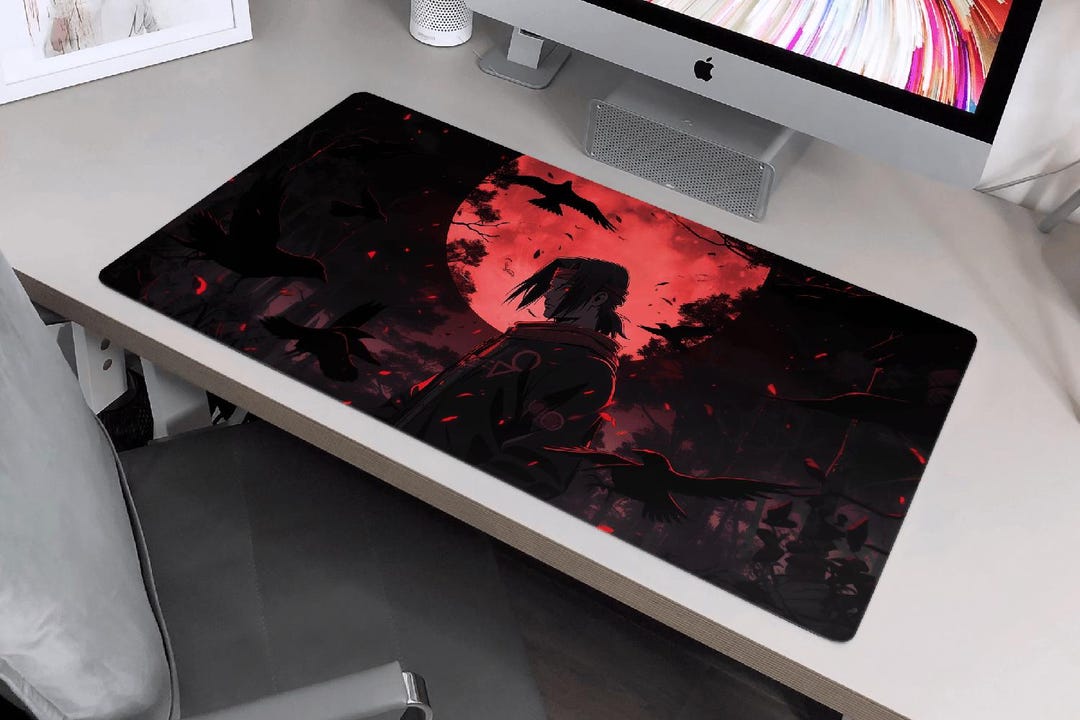 Itachi Naruto Shippuden Desk Mat Artistic Red and Black Mat Desk Setup ...