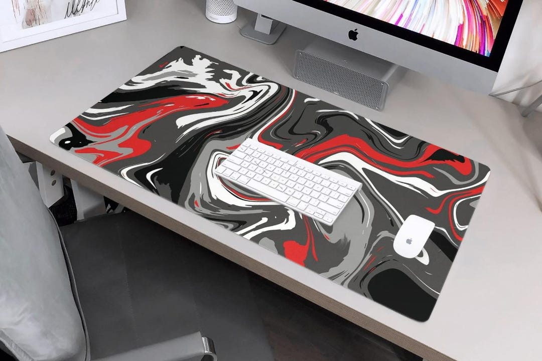 Gaming Mousepad, Black Red White Desk Mat, Gamer Desk Decor, Gift for ...