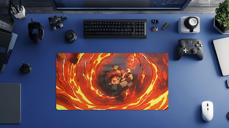 Tanjiro Fire Breathing Anime Deskmat Demon Slayer Mouse Pad Large ...