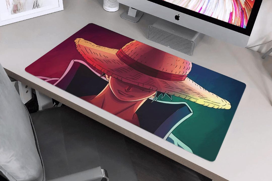 Straw Hat Luffy Desk Mat, XL Mousepad, Anime Merchandise, Gift for Him ...
