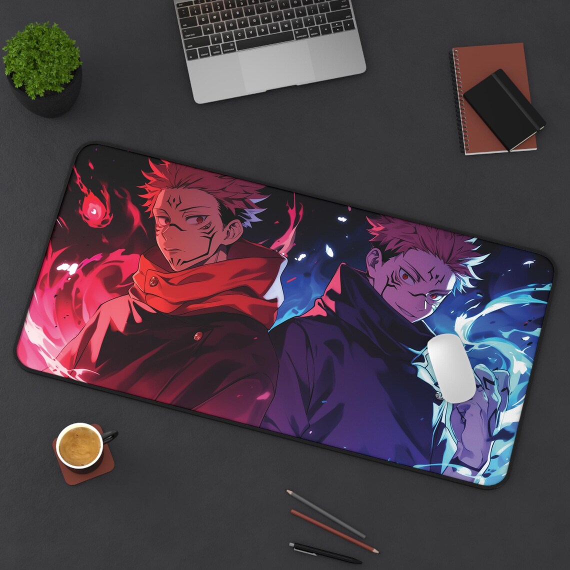 Sukuna Red and Blue Desk Mat, Jujutsu Kaisen Gamers Gift, Christmas ...