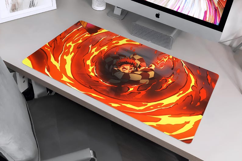 Tanjiro Fire Breathing Anime Deskmat Demon Slayer Mouse Pad Large ...