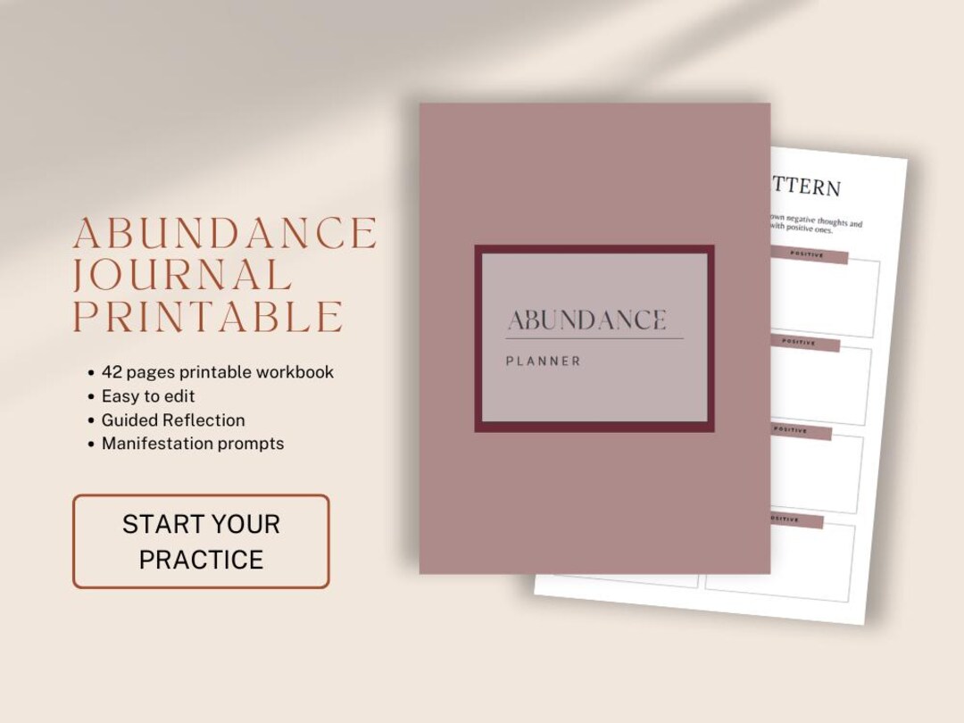 Abundance Journal Printable | Manifestation and Money Mindset Workbook ...
