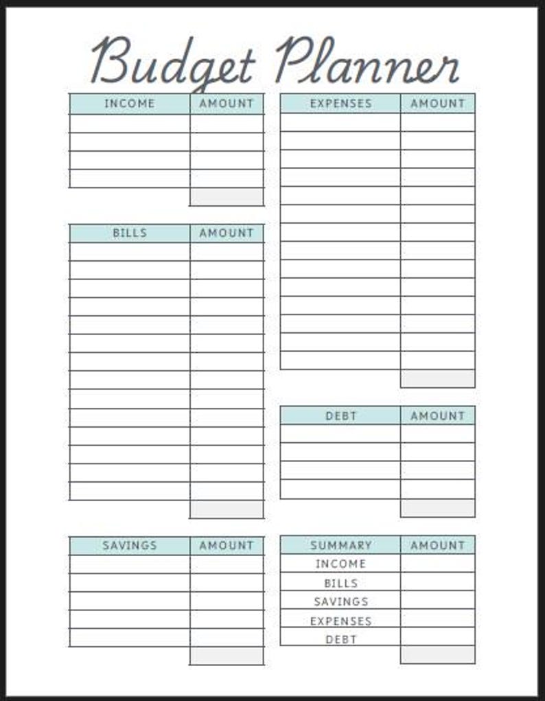 Minimal Budget Planner Printable | Monthly Income, Bills, Savings ...
