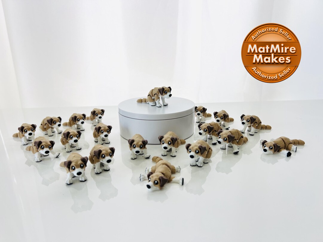 3D Printed Mini Flexi Dog Fidget Toy: Articulated Keychain Decor - D6 ...
