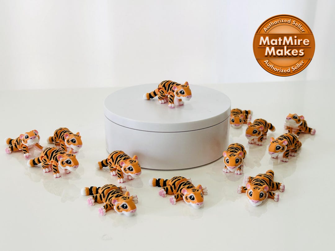 3D Printed Mini Articulated Fidget Tiger: Custom Figurine - F7 - Etsy