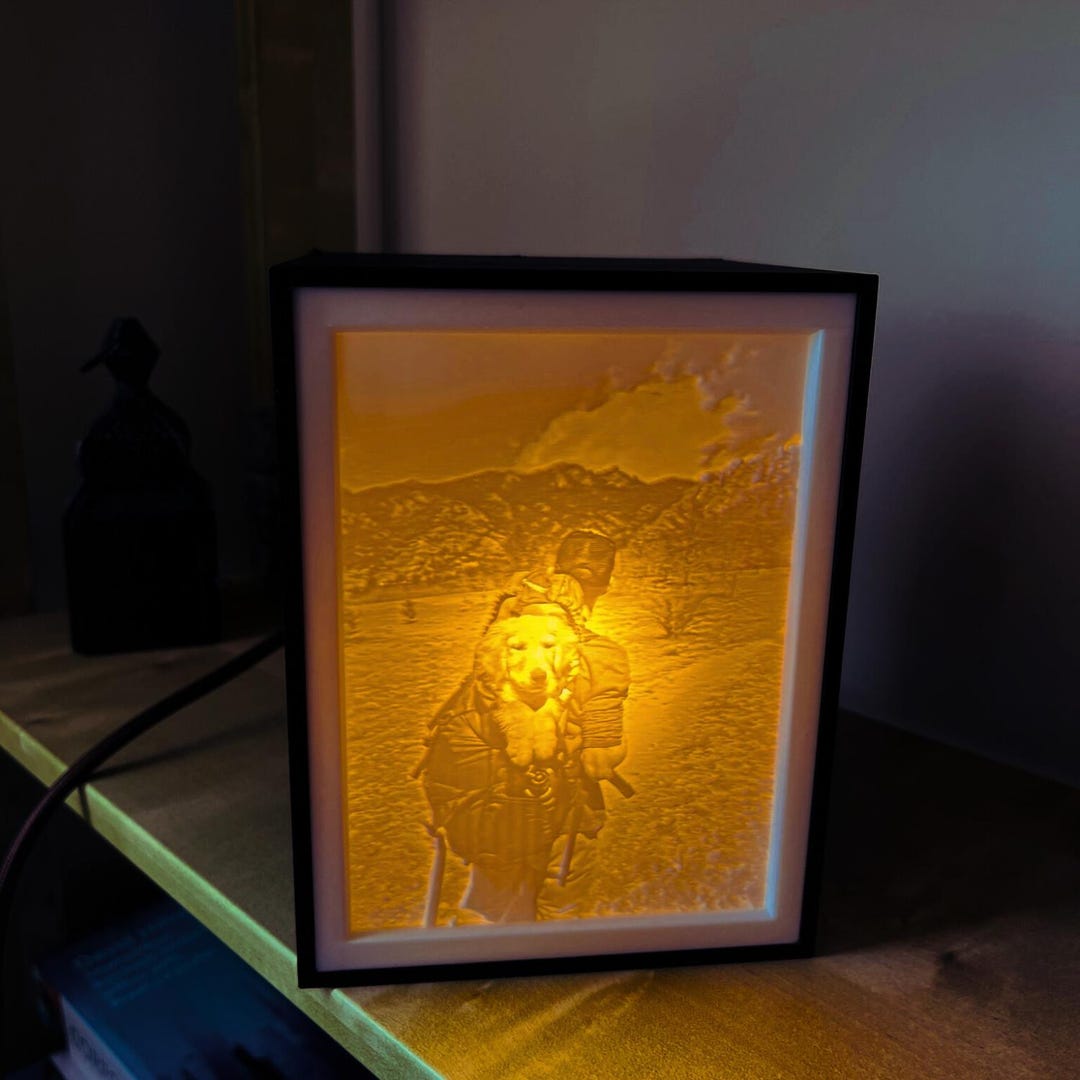 Custom Lithophane Cube Lamp With Braided Brown Cord – Personalised ...