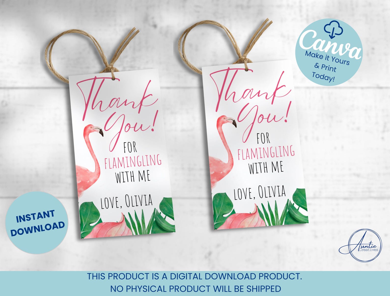 Thanks for Flamingling Gift Tag, Tropical Flamingo Thank You Tag ...