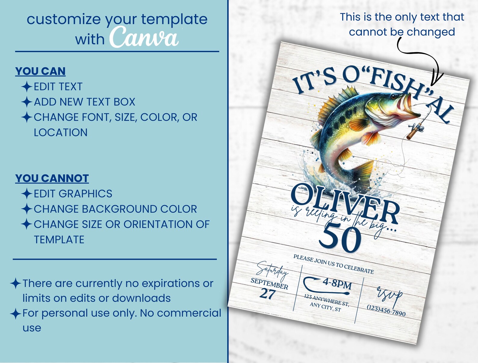 Bass Fishing Birthday Invitation, O-FISH-AL Birthday Party Invite ...