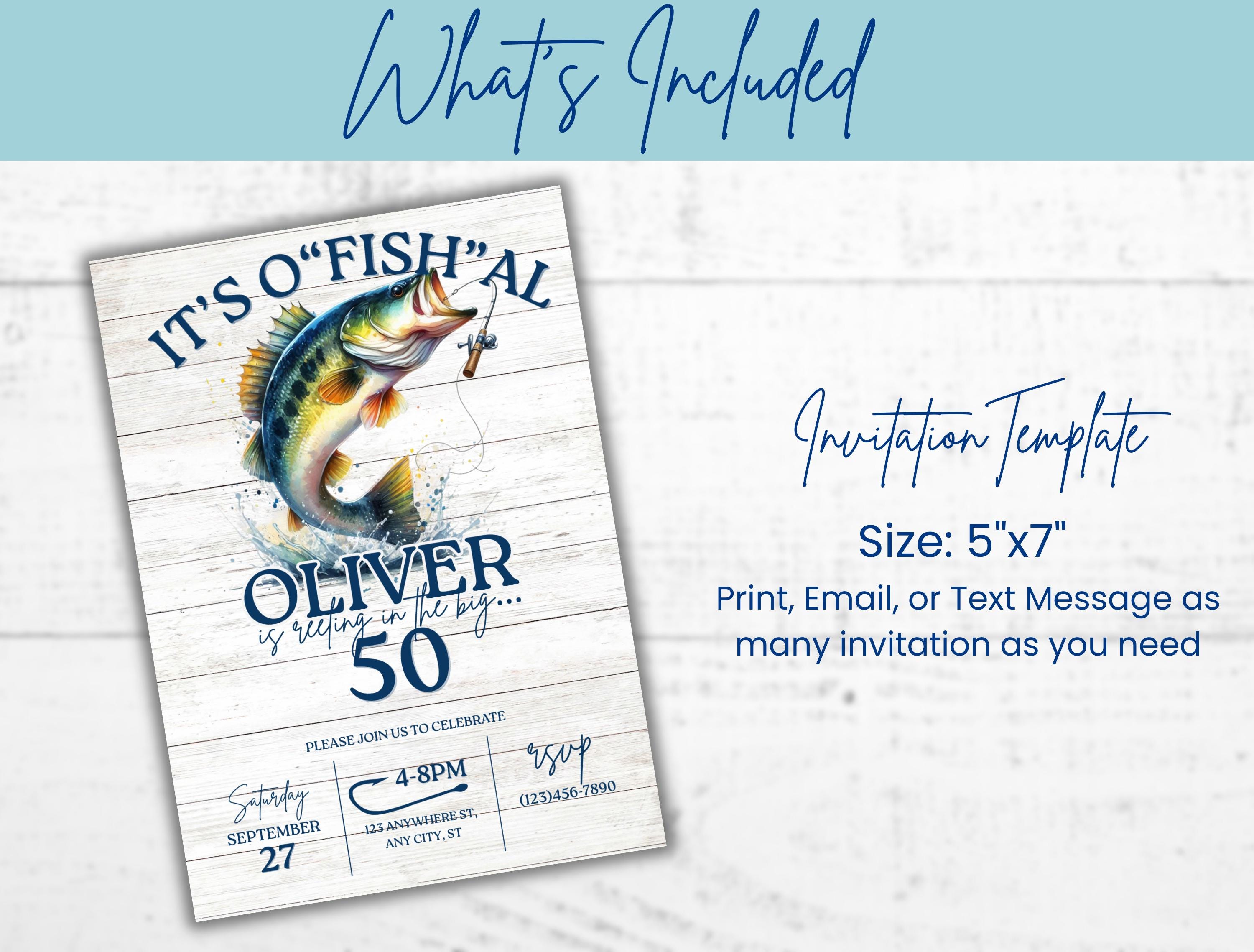 Bass Fishing Birthday Invitation, O-FISH-AL Birthday Party Invite ...