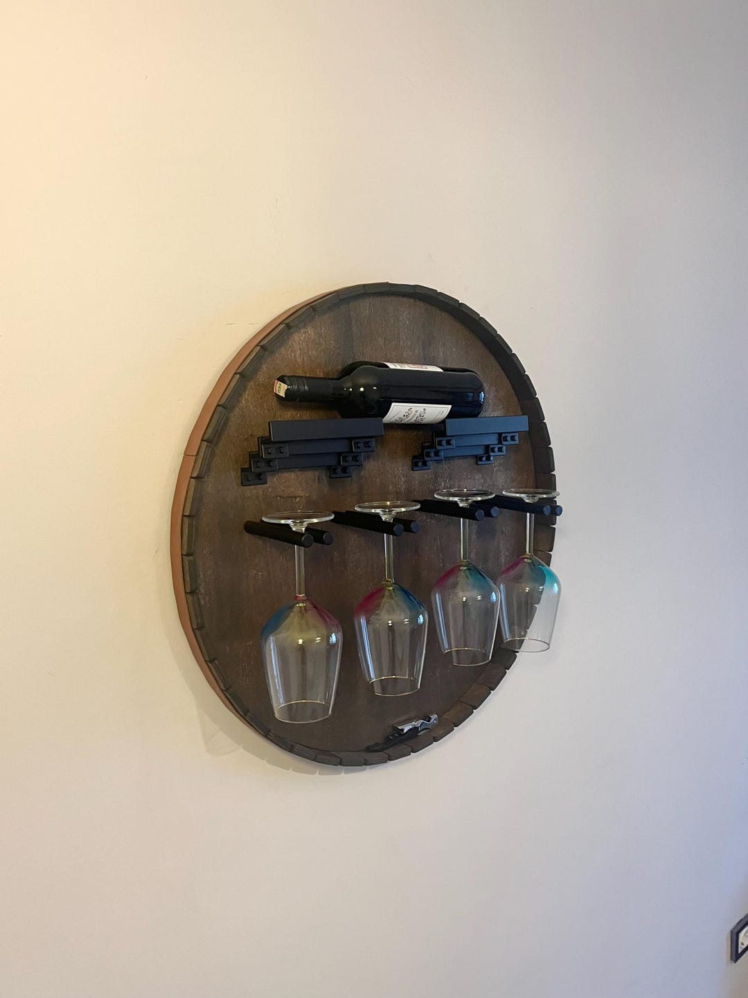 Wooden Wine Rack, Wall Wine Rack, Circle Wine Rack,rustic Modern Wine ...